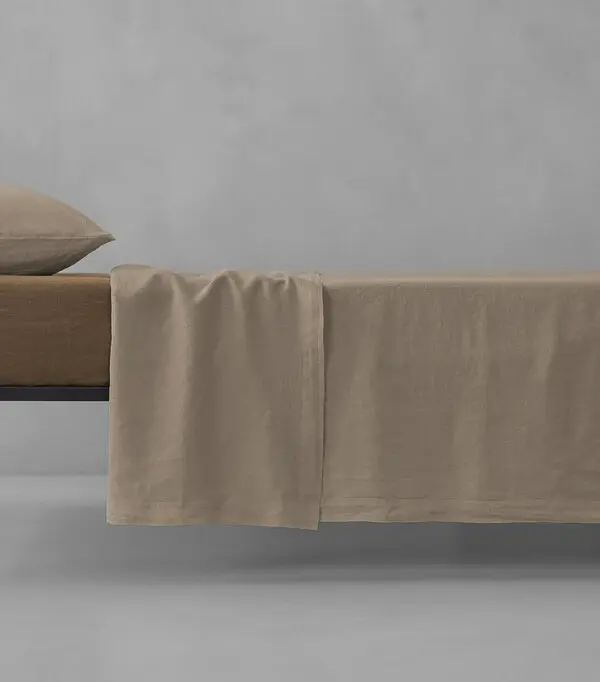 SOCIETY LIMONTA Linen Rem Super King Flat Sheet - Brown