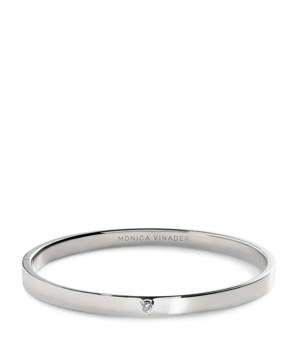 Monica Vinader Sterling Bangle With Diamond - Silver
