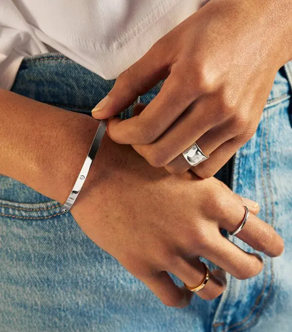 Monica Vinader Sterling Bangle With Diamond