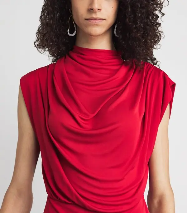RETORI Draped Sleeveless Blouse With Enamel Button Detail