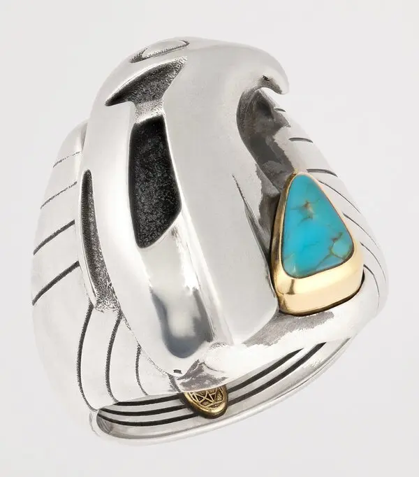 JACQUES MARIE MAGE Electrum And Turquoise Thunderbird Ring