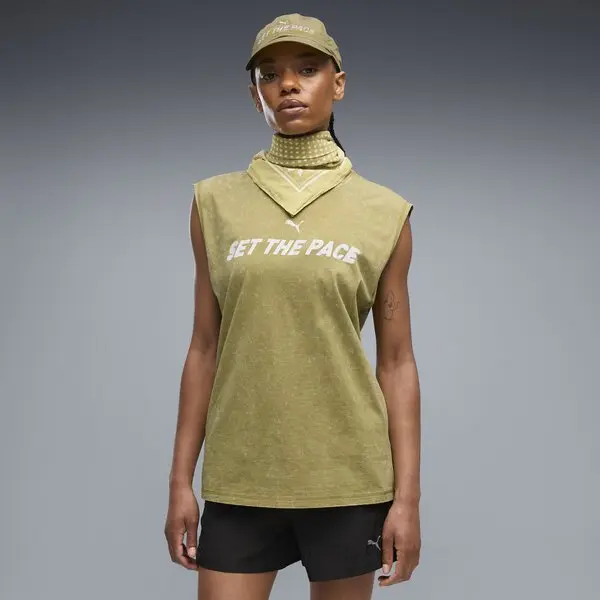 PUMA Run Culture Relaxed Sleeveless T-shirt With Washed Finish - Brown