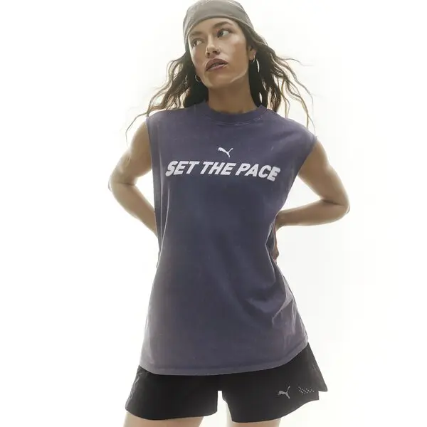 PUMA Run Culture Relaxed Washed Sleeveless T-shirt - Gray