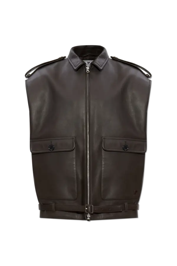 COURREGES Leather Vest - Brown