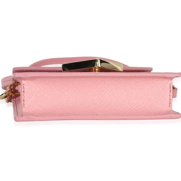 Prada Saffiano Card Holder With Strap - Pink