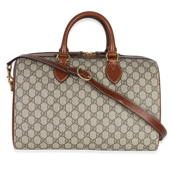 Gucci Gg Supreme Monogram Boston Bag - Brown