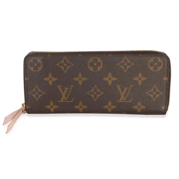 LOUIS VUITTON Rose Ballerine Monogram Canvas Clemence Wallet - Brown