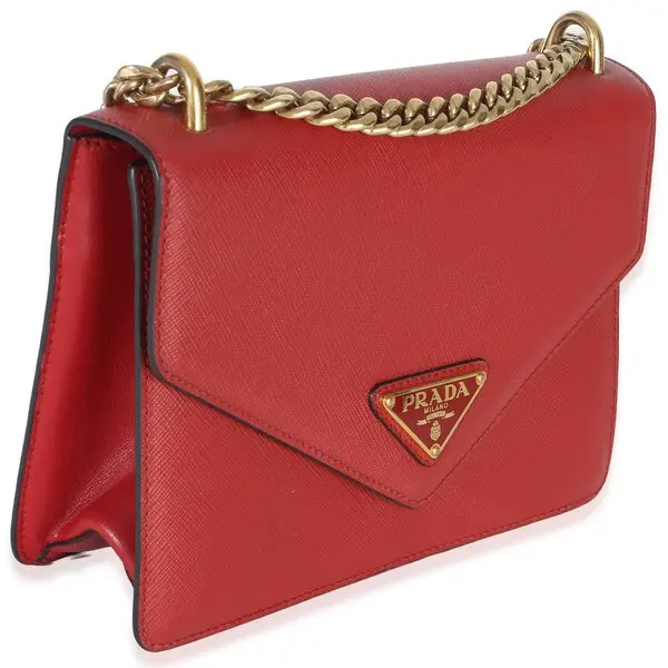 Prada Saffiano Leather Envelope Flap Chain Shoulder Bag