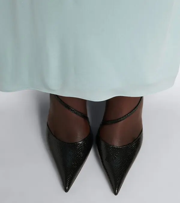AQUAZZURA Dynasty Snake-effect Leather Pumps With Ankle Strap