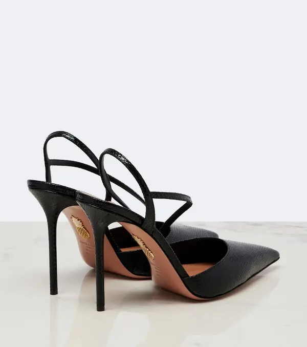 AQUAZZURA Dynasty Snake-effect Leather Pumps With Ankle Strap