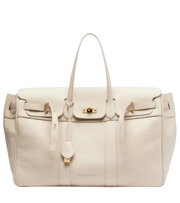 Brunello Cucinelli Large Leather Tote Bag - White