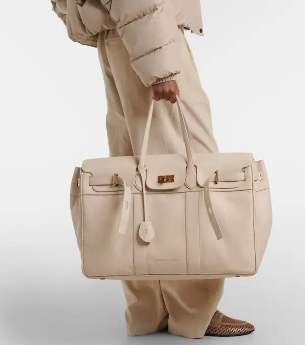 Brunello Cucinelli Large Leather Tote Bag - White