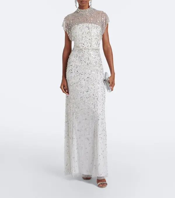 Jenny Packham Crystal Drop Embellished Gown