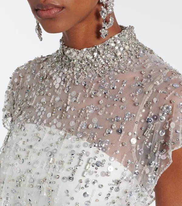 Jenny Packham Crystal Drop Embellished Gown