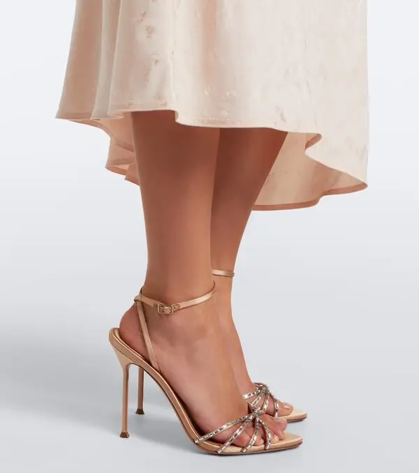 AQUAZZURA Tell Me Crystal Satin Sandals