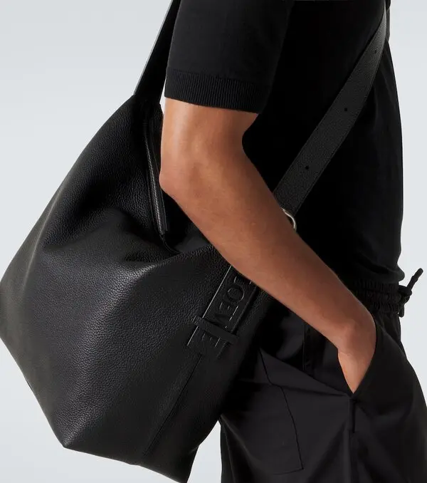 Loewe Loop Large Leather Shoulder Bag - Black