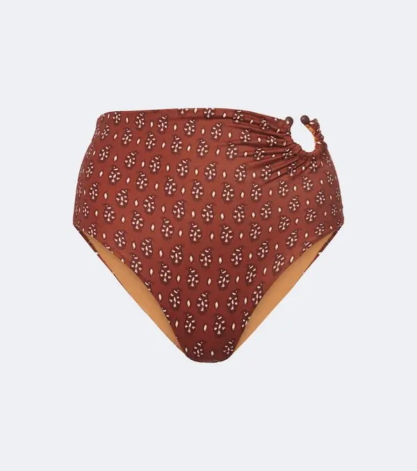 Johanna Ortiz Gathered Printed Bikini Bottom - Brown