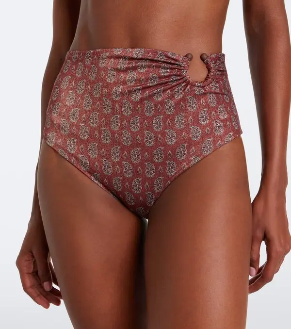 Johanna Ortiz Gathered Printed Bikini Bottom - Brown