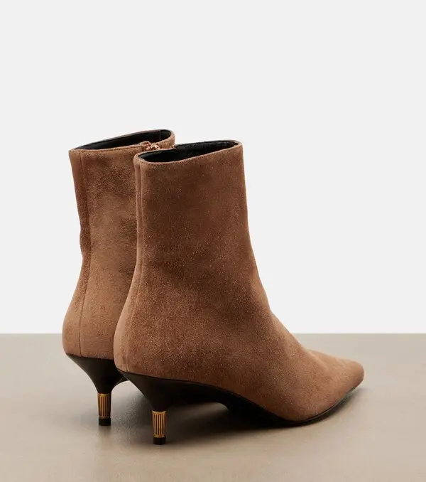 Khaite Bella Suede Pointed Toe Ankle Boots