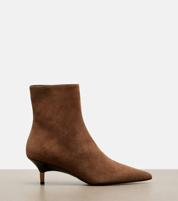 Khaite Bella Suede Pointed Toe Ankle Boots