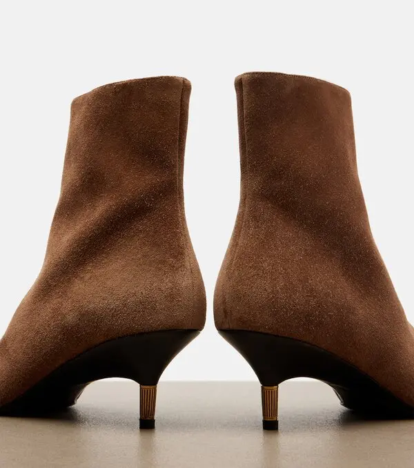 Khaite Bella Suede Pointed Toe Ankle Boots