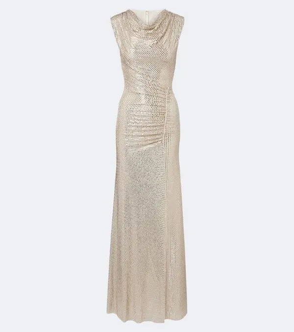 Roland Mouret Embellished Gathered Gown - Gold