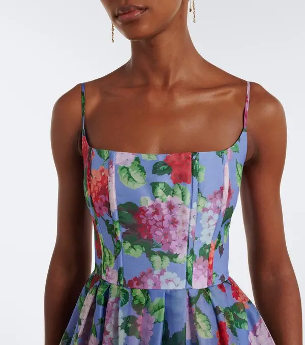 Carolina Herrera Floral Silk Crepe Cocktail Dress - Blue
