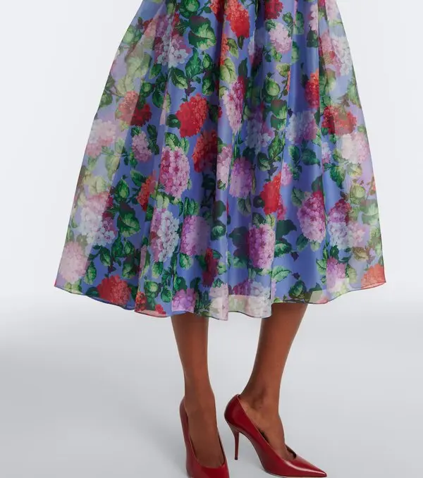 Carolina Herrera Floral Silk Crepe Cocktail Dress - Blue