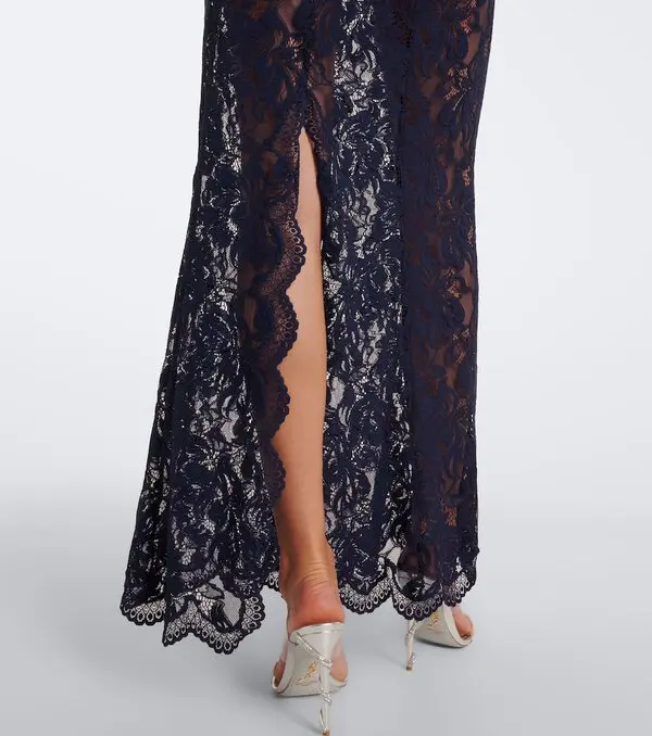 Rabanne Lace High Neck Maxi Dress - Blue