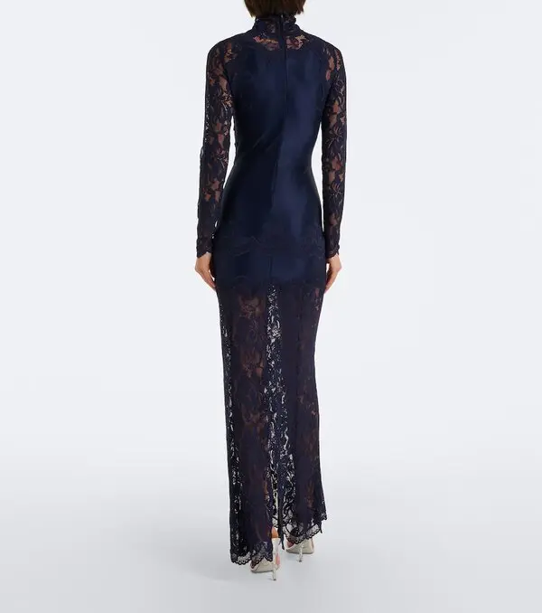 Rabanne Lace High Neck Maxi Dress - Blue