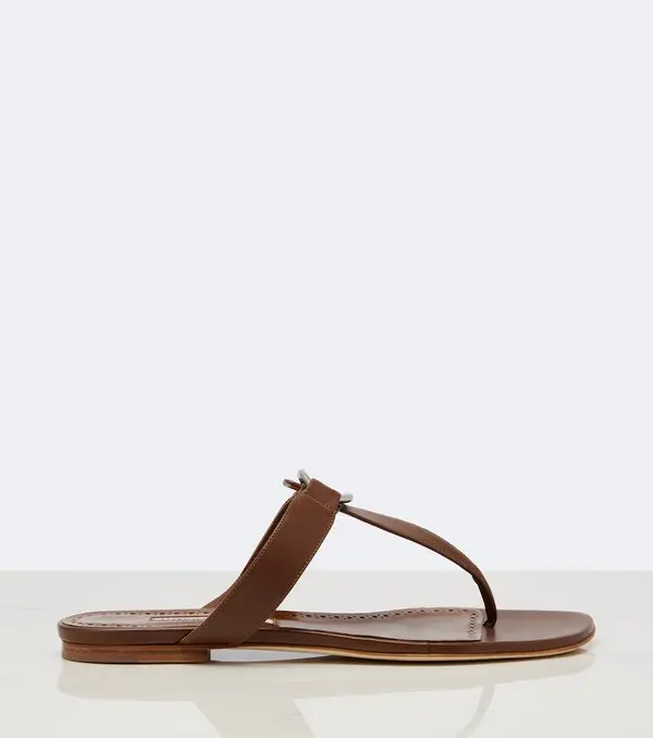 Manolo Blahnik Mionasan Leather Thong Sandals