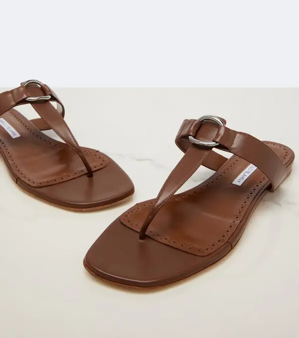 Manolo Blahnik Mionasan Leather Thong Sandals