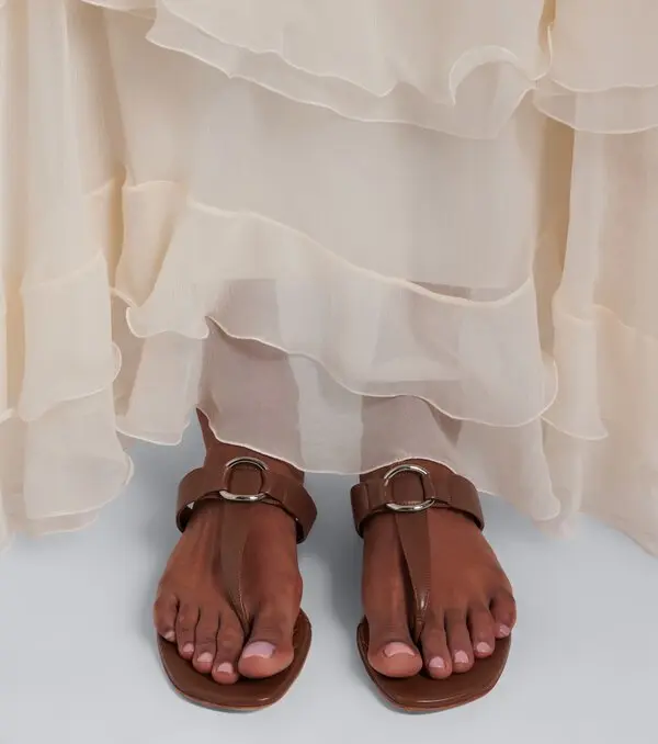 Manolo Blahnik Mionasan Leather Thong Sandals