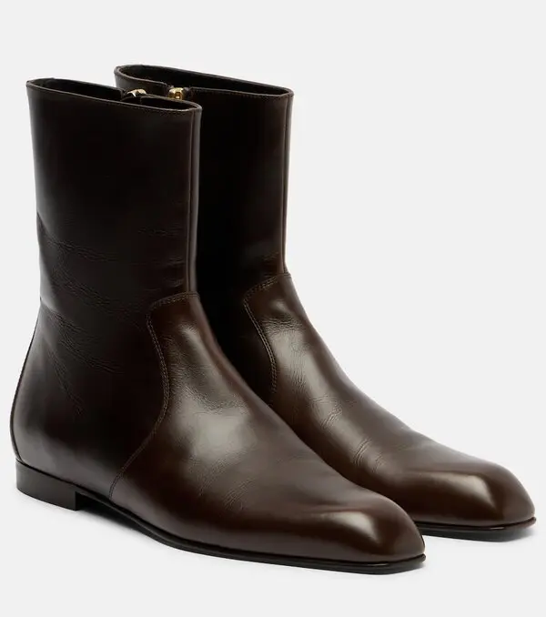 Khaite Colt Leather Ankle Boots - Brown