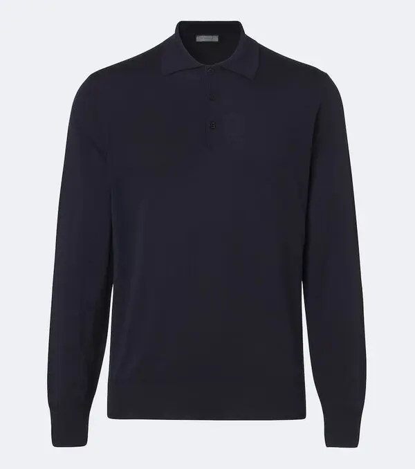Canali Wool Polo Shirt - Blue