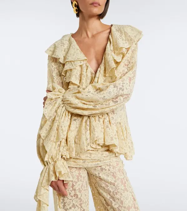 DE LA VALI Mija Ruffled Lace Blouse