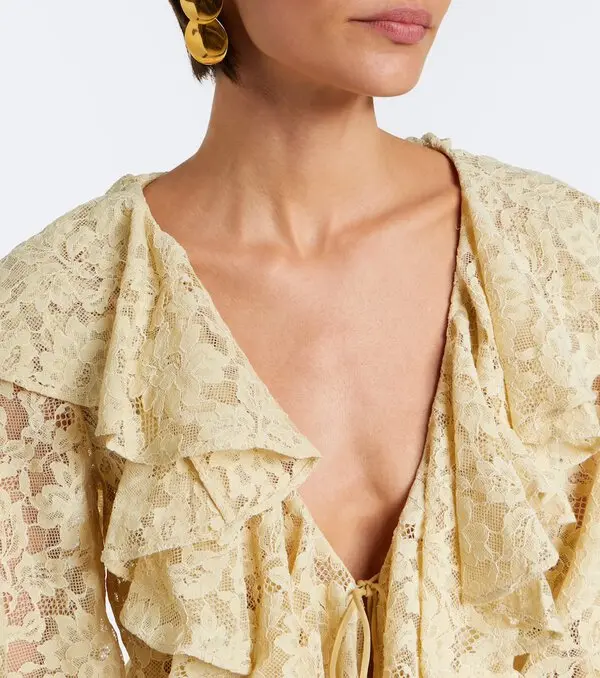 DE LA VALI Mija Ruffled Lace Blouse