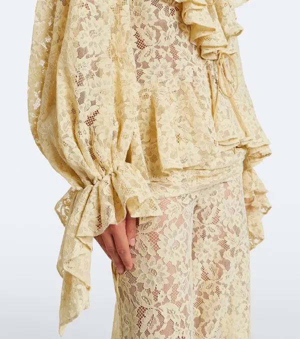 DE LA VALI Mija Ruffled Lace Blouse