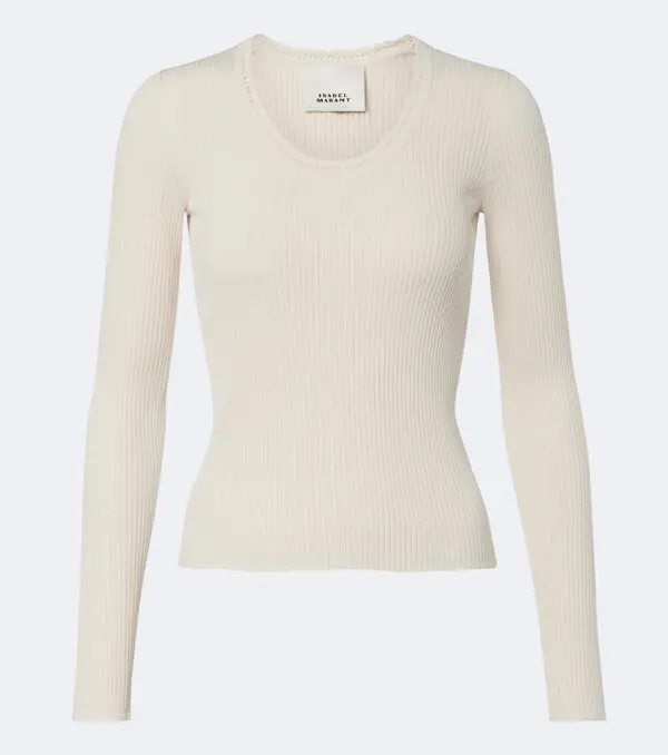 Isabel Marant Étoile Selenie Ribbed-knit Silk And Cotton Sweater - Beige