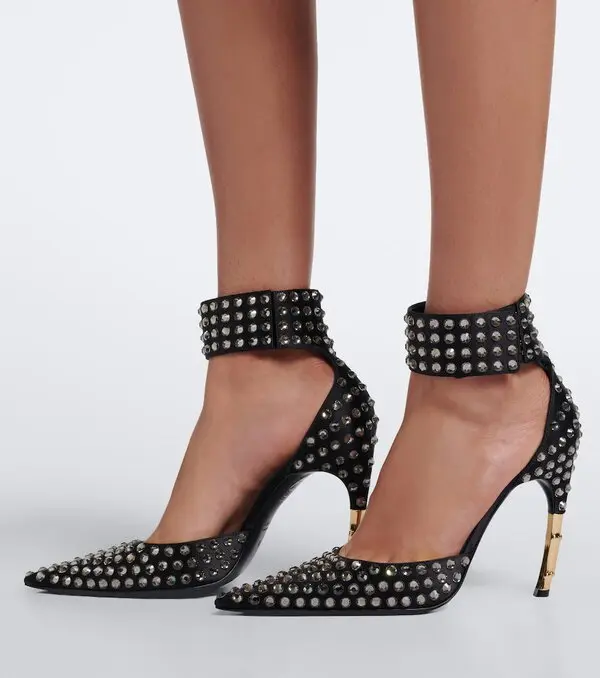 Gucci Castello Embellished Satin Pumps