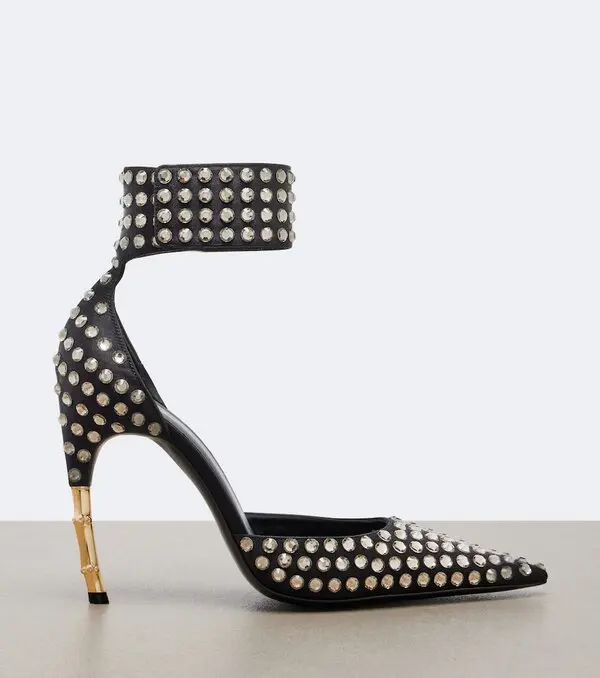 Gucci Castello Embellished Satin Pumps
