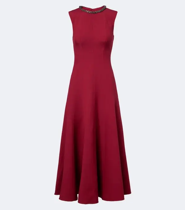 Roland Mouret Embellished Wool And Silk Midi Dress - Pink