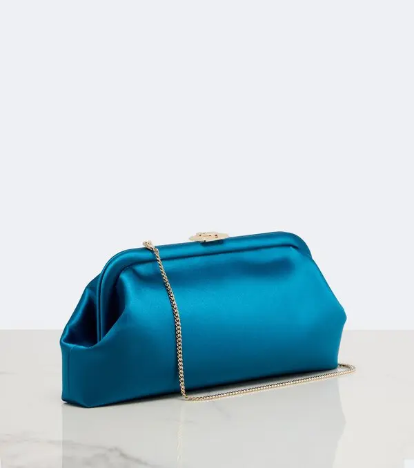 JIMMY CHOO Skylar Satin Clutch - Blue