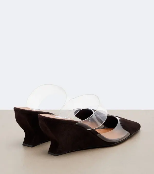 Alaïa Le Coeur Suede Wedge Mules