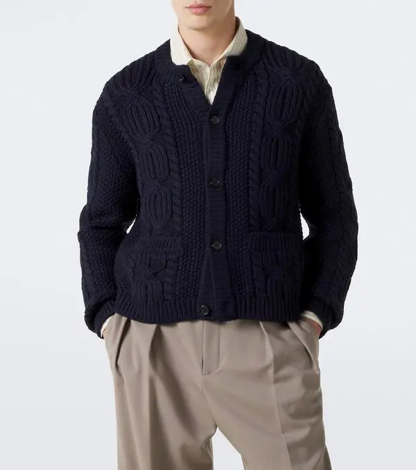 Saint Laurent Cable-knit Wool Cardigan