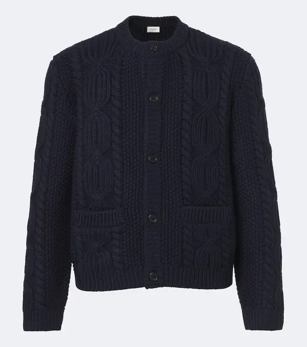 Saint Laurent Cable-knit Wool Cardigan - Blue