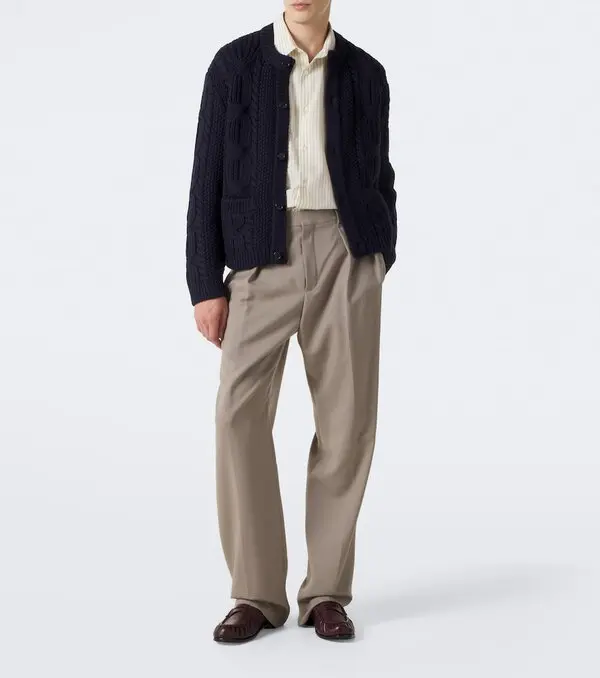 Saint Laurent Pleated Wool And Mohair Straight Pants