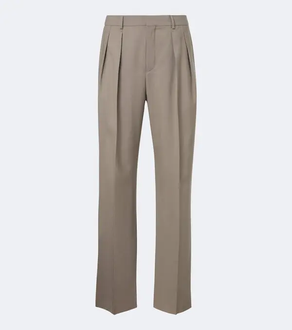 Saint Laurent Pleated Wool And Mohair Straight Pants - Grey