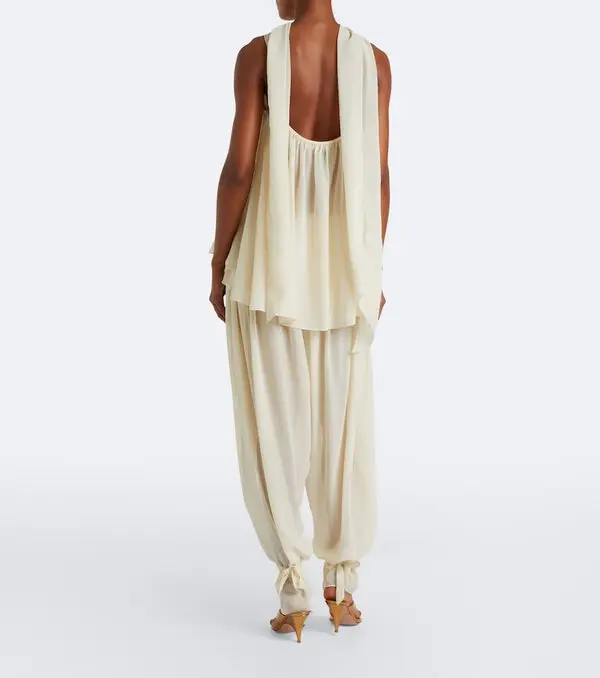 DE LA VALI Ines Chiffon Balloon Pants - Beige