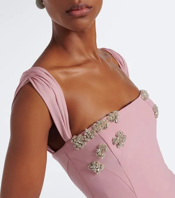Rachel Gilbert Malia Embellished Crêpe Corset Gown
